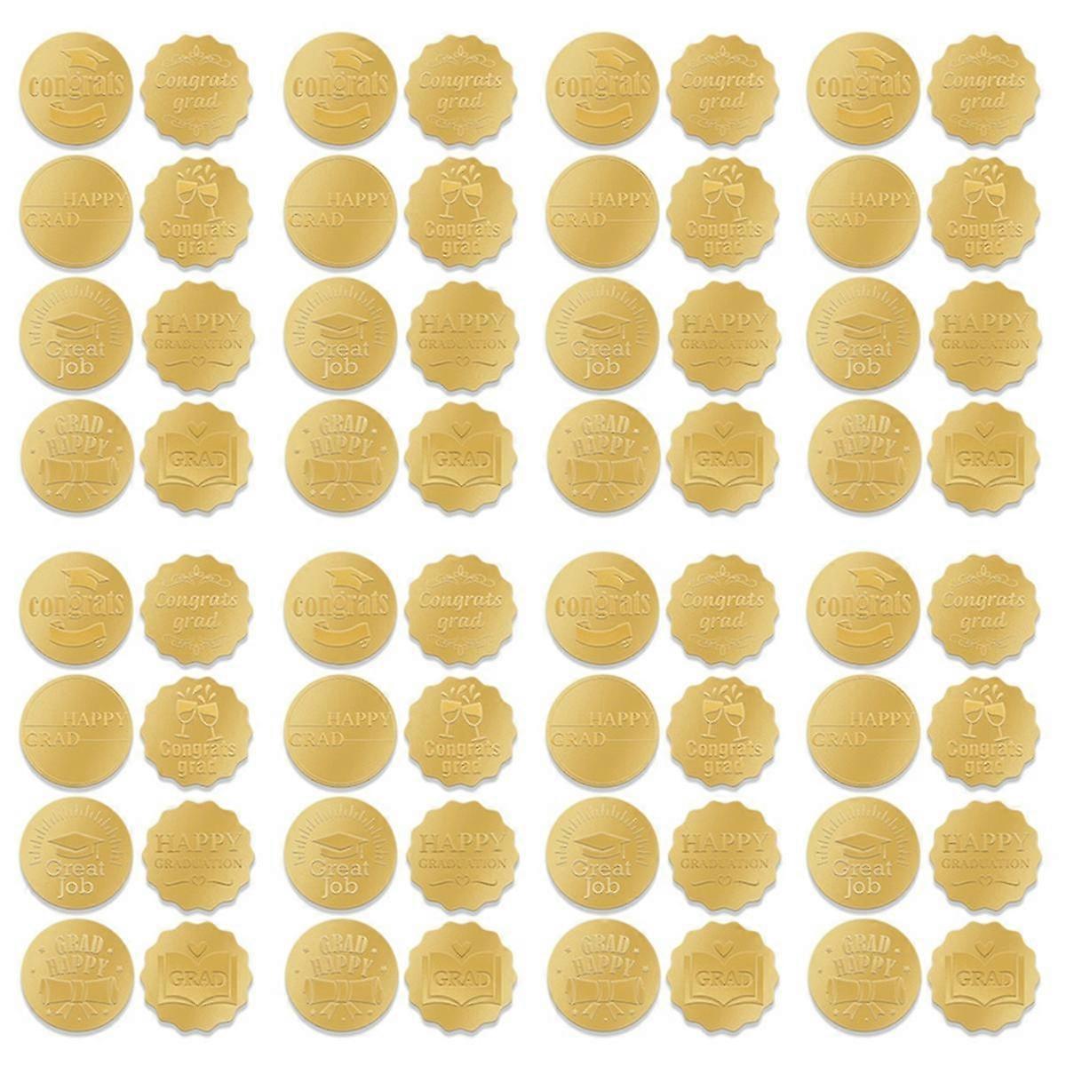 320PCS Graduation Stickers Gold Coin Stickers Gold Embossed Graduation ...