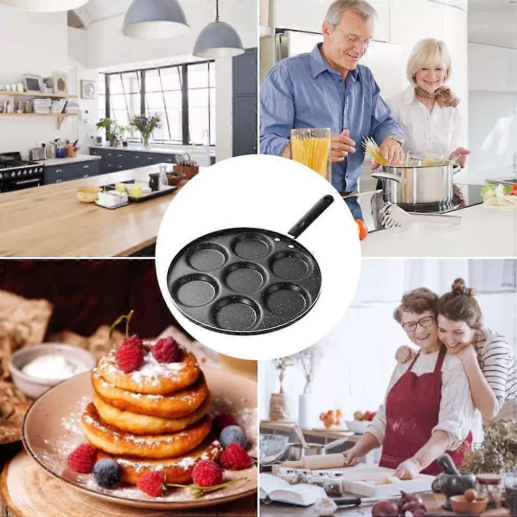 Pancake Pan,Blinis Pan with 7 Holes Mini Crepe Pan Non-Stick Fried Eggs ...