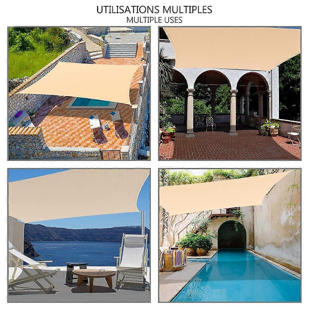 3x2.5m Ivory Rectangular Shade Sail with Fixing Kit UV Protection Shade ...