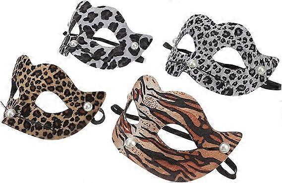 4pcs leopard pvc mask Halloween masks masquerade mask for women ...