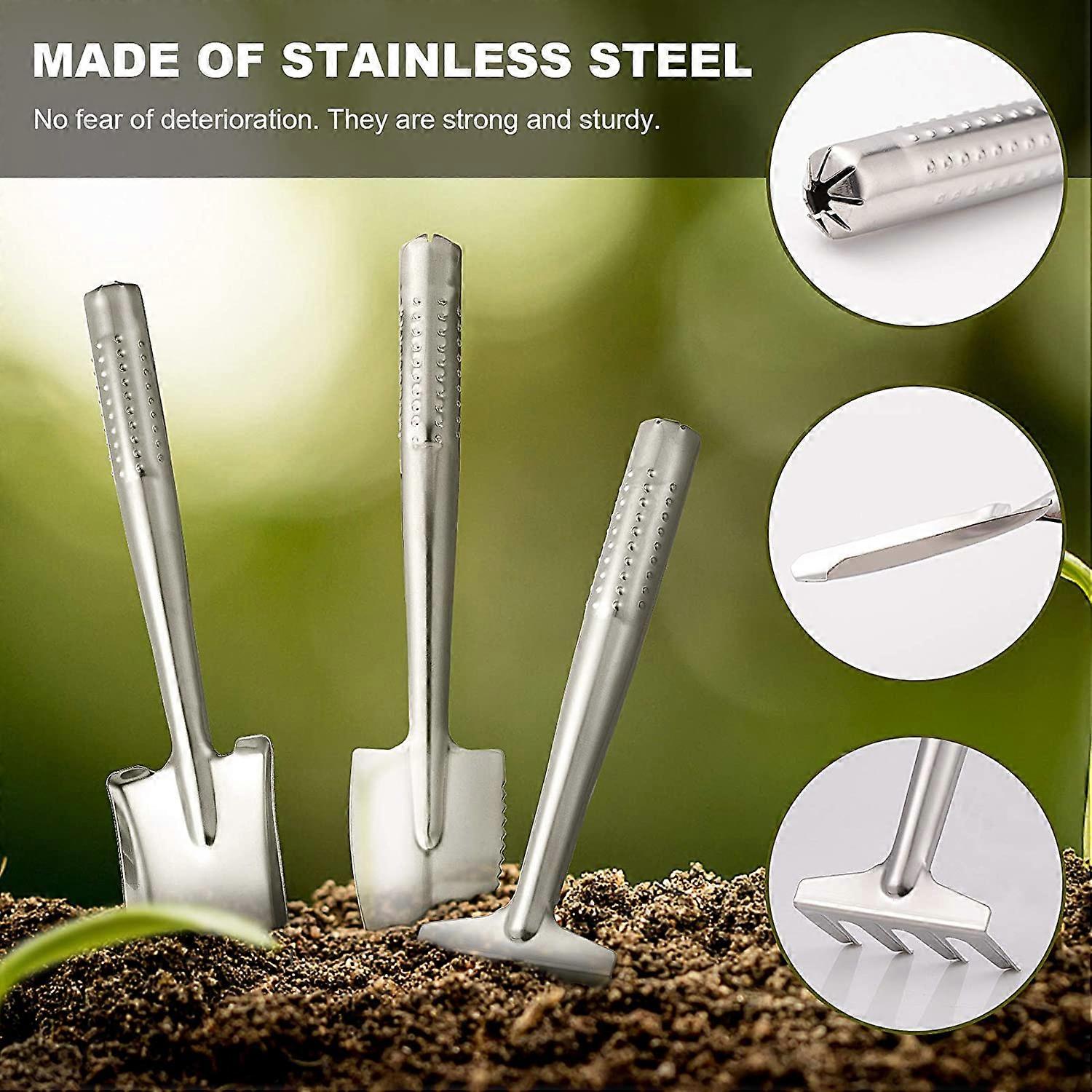 3 Pieces Gardening Kit, Stainless Steel Garden Tools, Mini Gardening ...