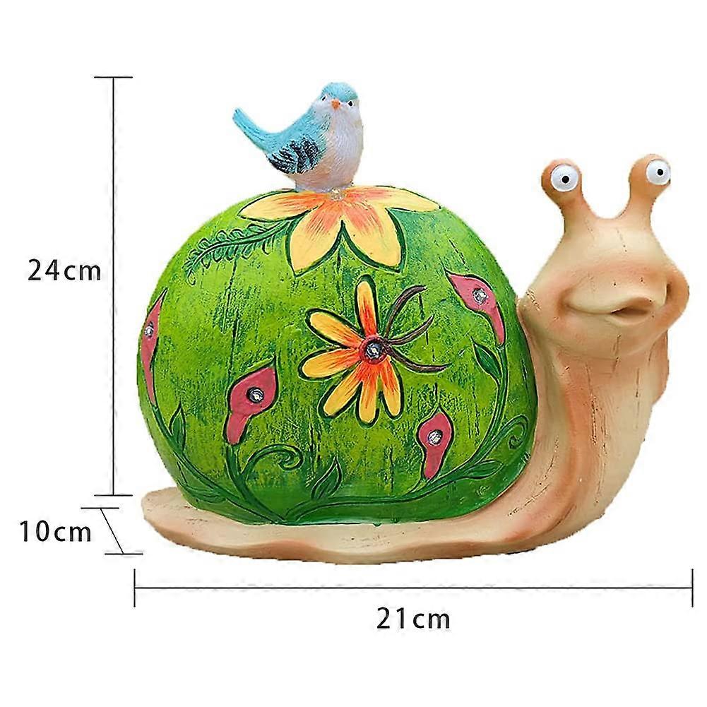 Garden Statue Solar Powered Snail Resin Sculpture Garden Ornament Solar ...