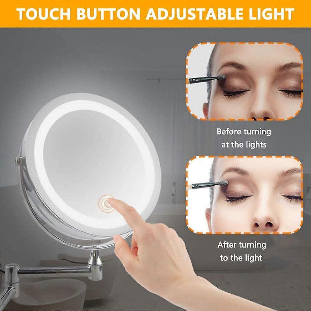Feelglad Wall Mounted Makeup Mirror, 10X Magnifying Double Sided Led ...