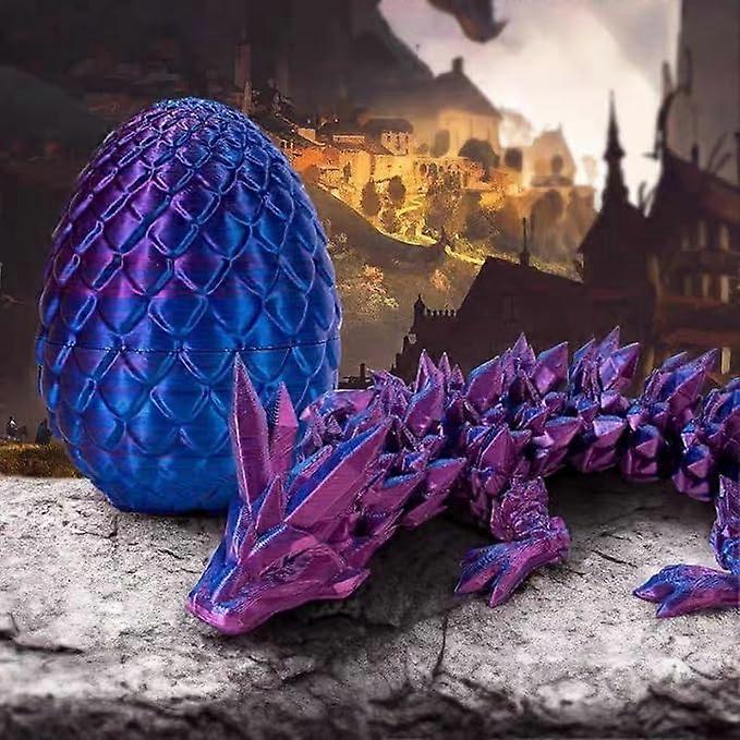 3D Printed Dragon Eggs with Dragon Inside, Fully Articulated Crystal ...
