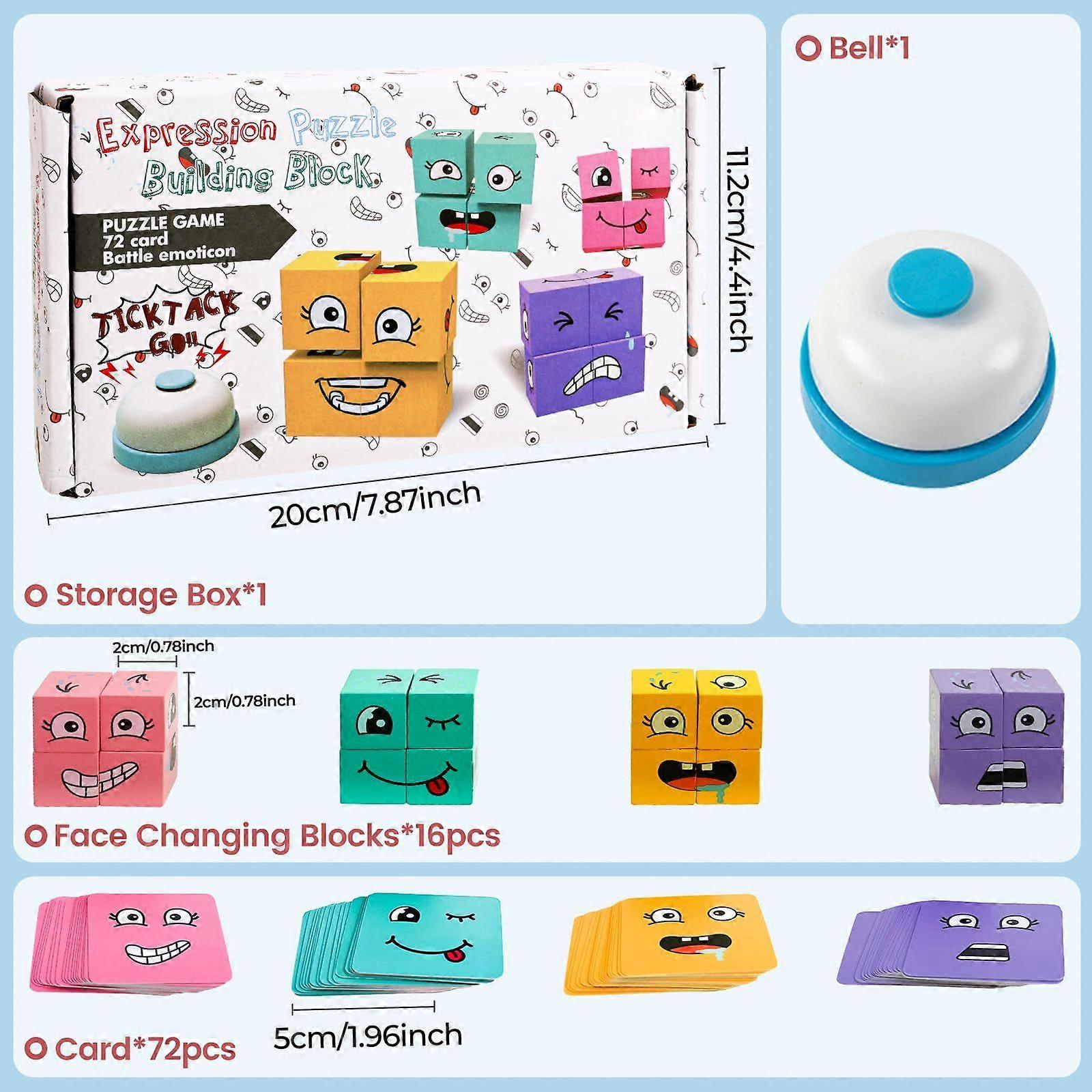 16 Wooden Face Changing Magic Cube Game, Puzzle Games Emoji Game ...