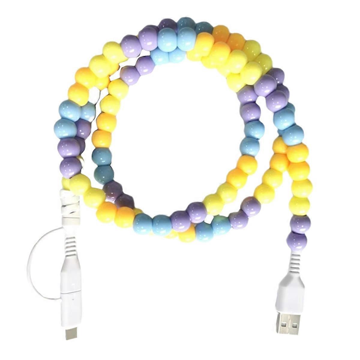 Portable Fashion Beaded 2-in-1 Data Cable USB C Cable Multi Charging ...