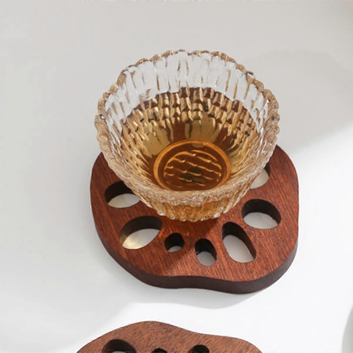 Lotus Root Slices Solid Wood Coaster Mark Insulation Pad Anti Scalding ...