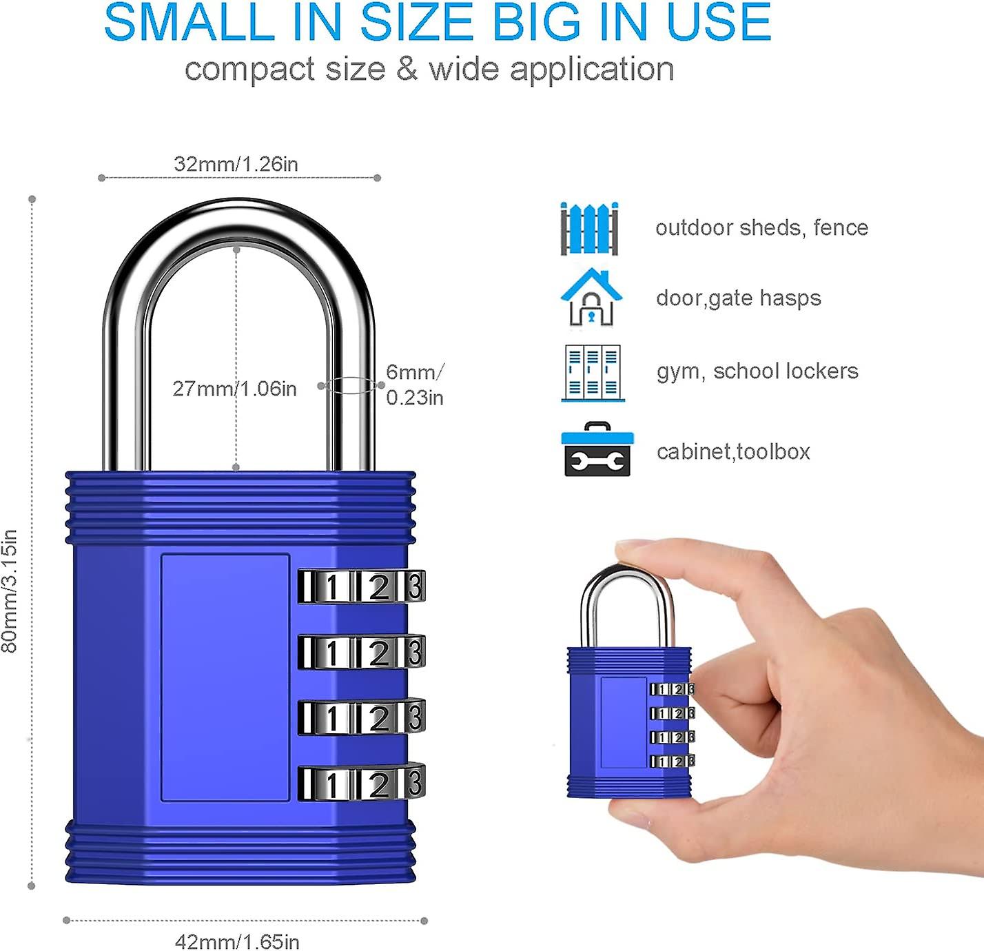 Lock For Gym Locker, 4 Digit Combination Lock For Gym, Employee, School ...