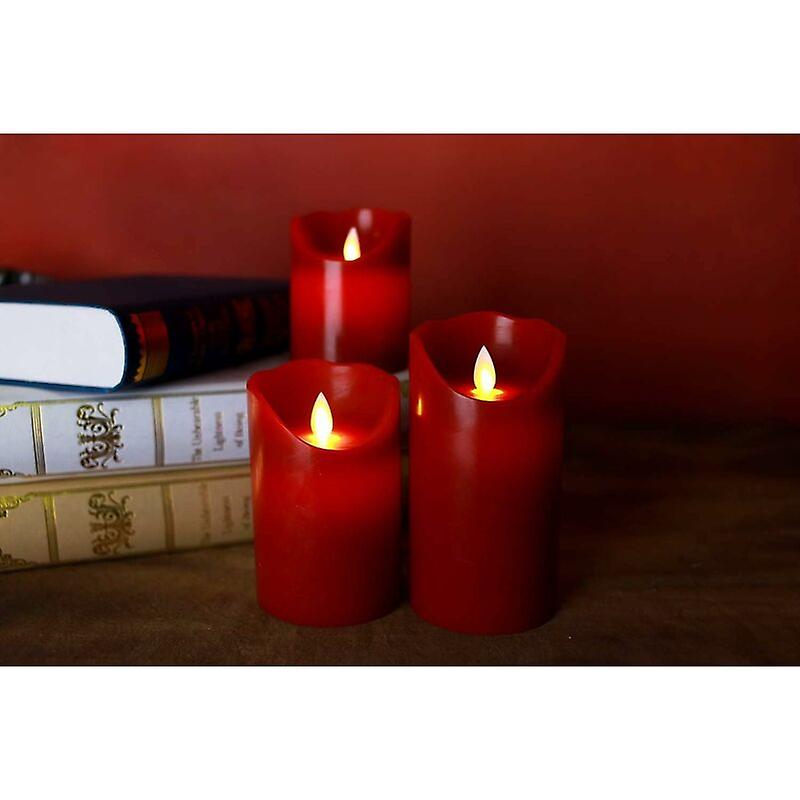 Red LED candles 10/12/15cm Set of 3 real wax candles Flameless candles ...
