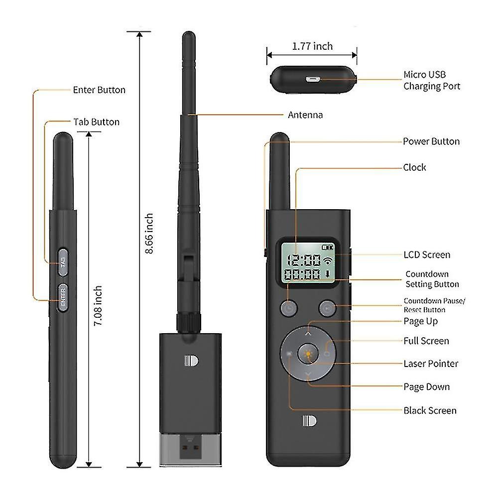 Wireless Powerpoint Presentation Pointer Clicker Presenter Lcd Display ...
