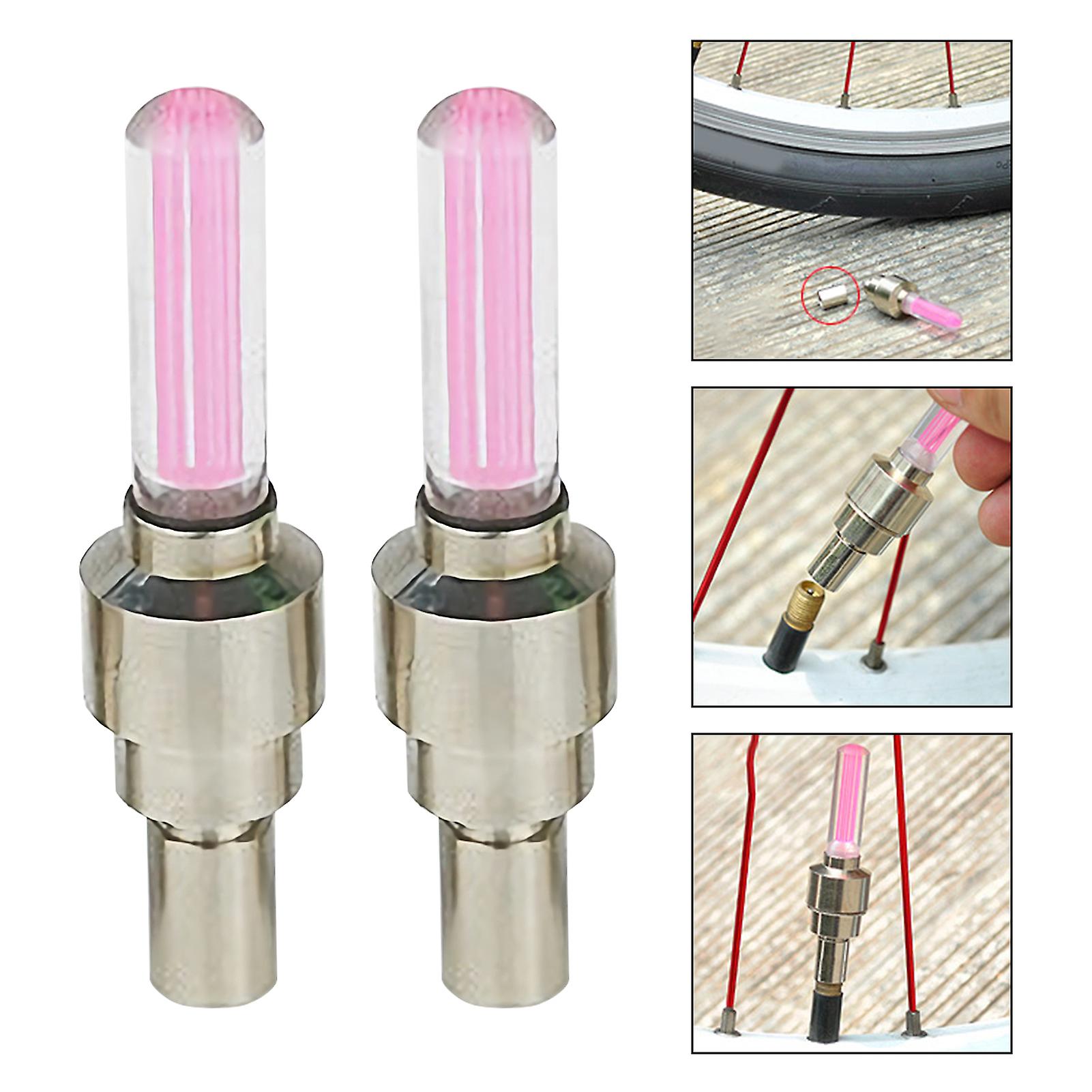 2Pcs MTB Bike LED Wheel Light Stainless Steel Stylish Tire Valve Cap ...