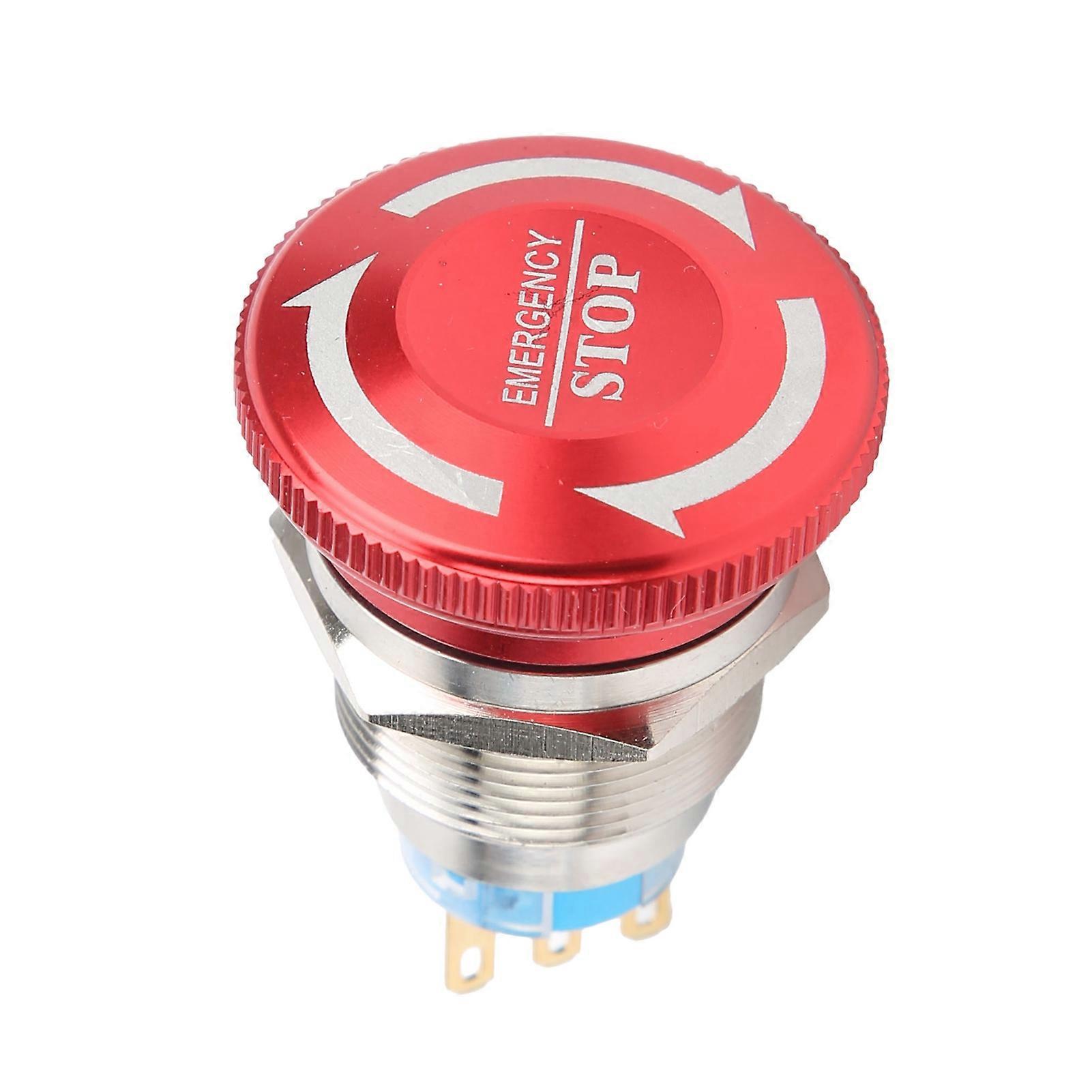 22mm Waterproof Emergency Stop Push Button Switch SelfLock Mushroom ...