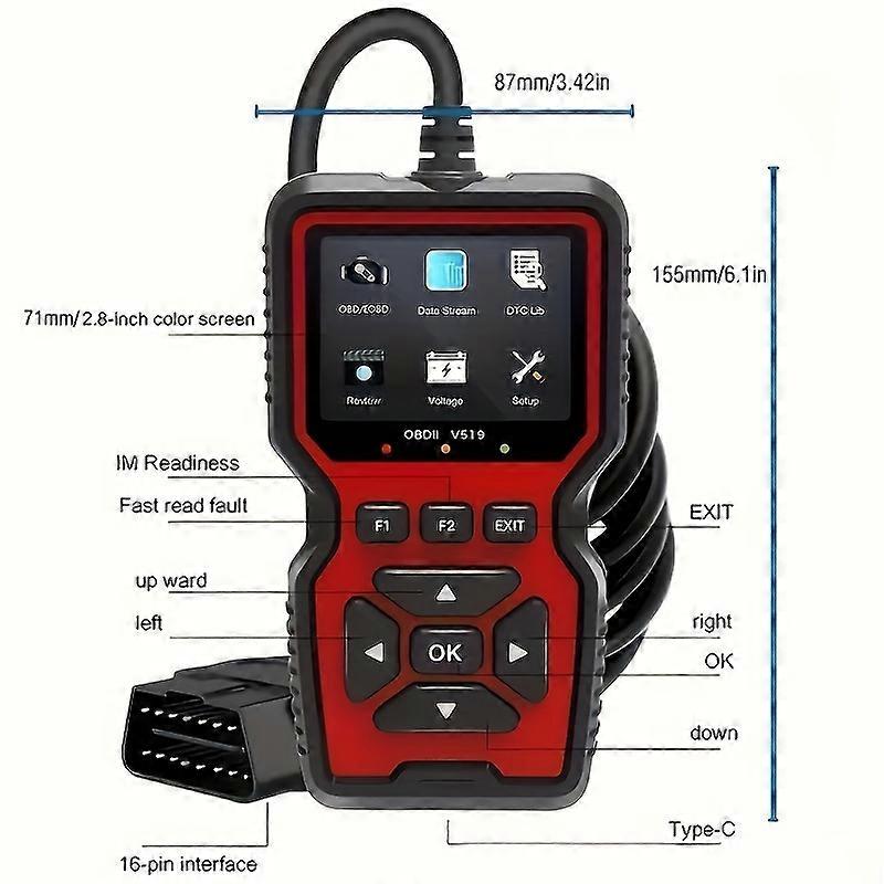 V519 Car Diagnostic Scanner, OBD2 Live Data, Engine Fault Codes ...