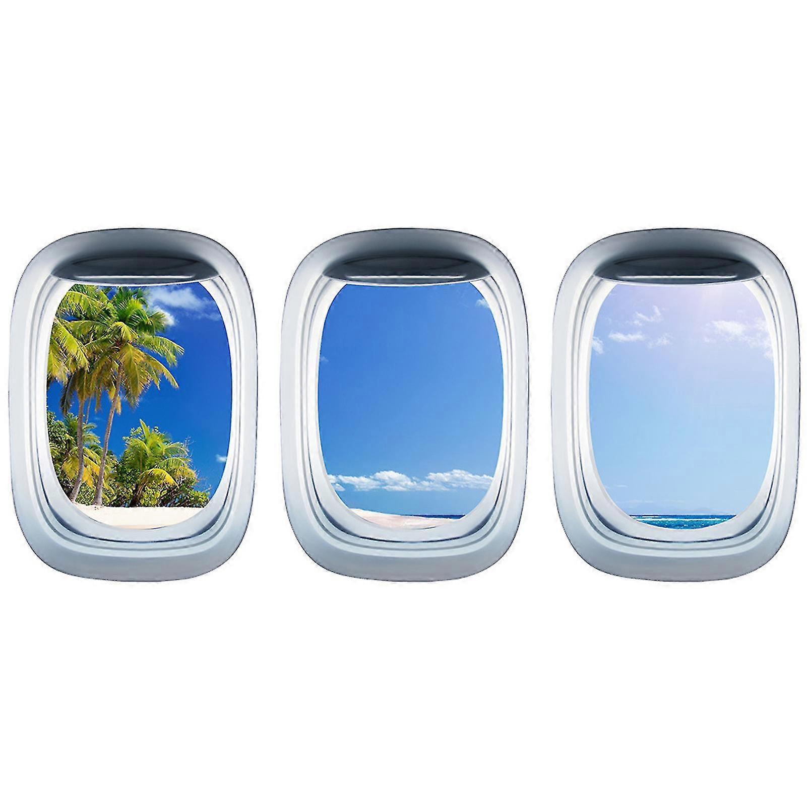 3pcs/set Airplane Window Decal Three-dimensional Self Adhesive Window ...