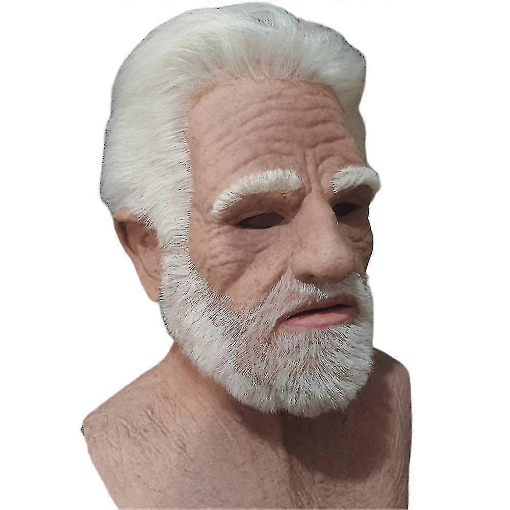 Realistic Old Man Face Cover Latex Mask Halloween Carnival Wrinkly Old ...