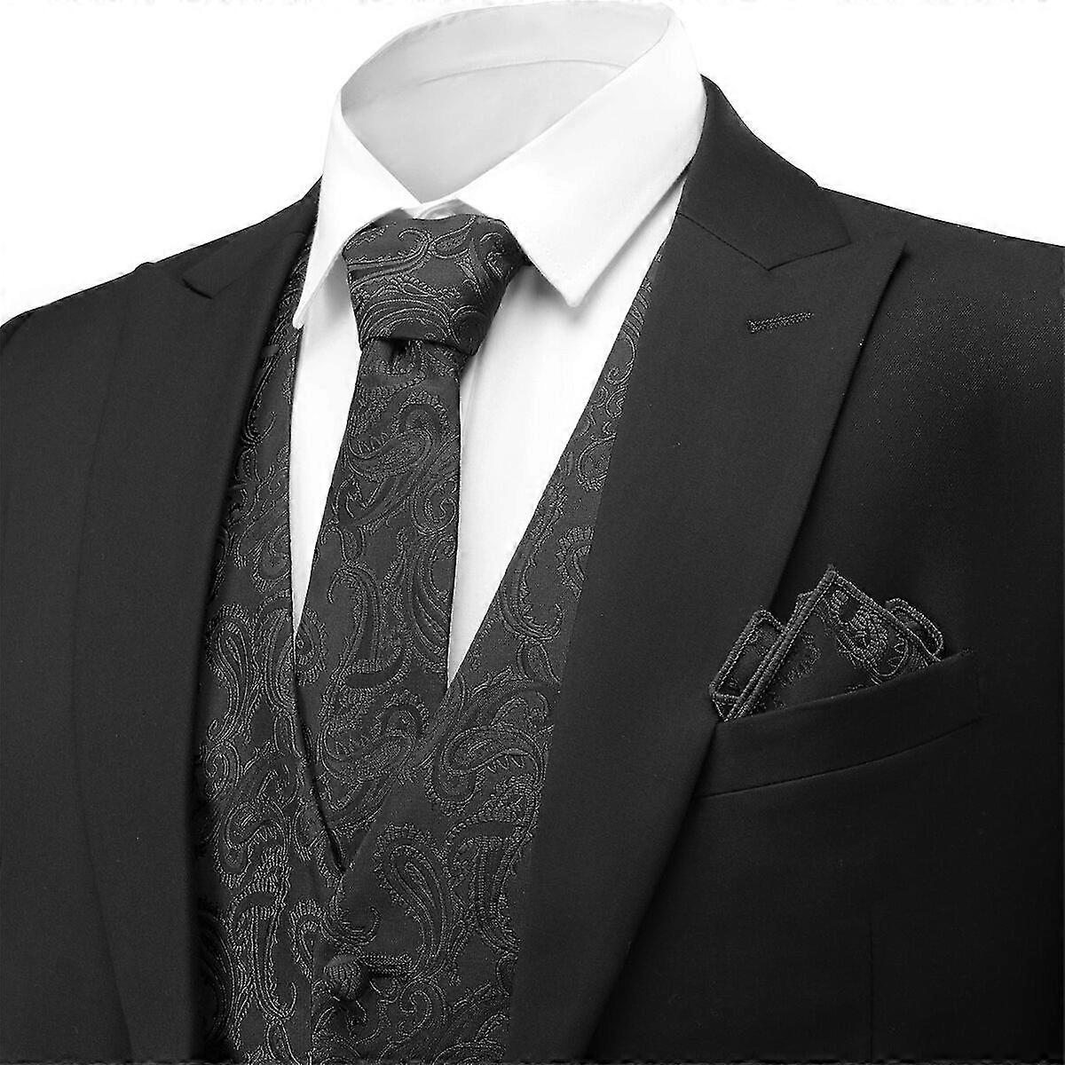 Allthemen Mens 3-Piece Vest Tie Set Wedding Paisley Jacquard Suit Vests ...