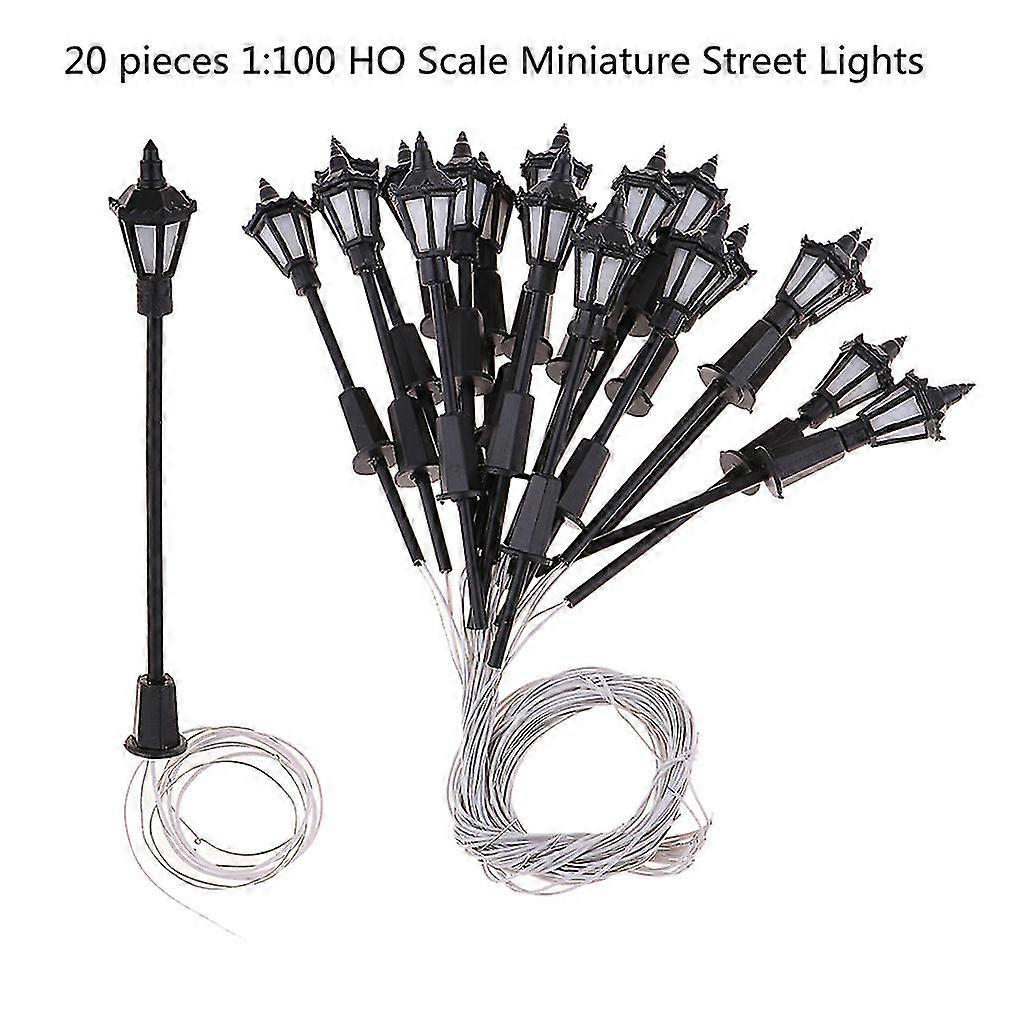 20pc 7cm Model Railway Led Lamppost Lamps Wall Lights 1:100 Scale 3v ...