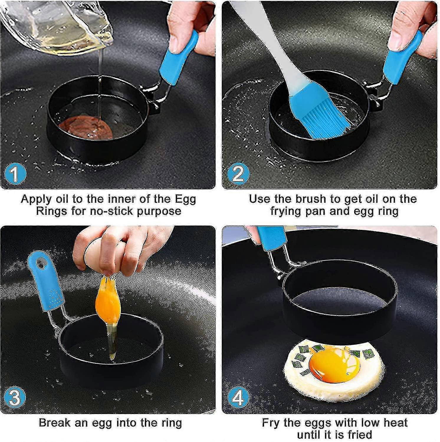 Egg Rings For Frying Eggs And English Muffin,4 Pack Of 3"griddle Egg ...