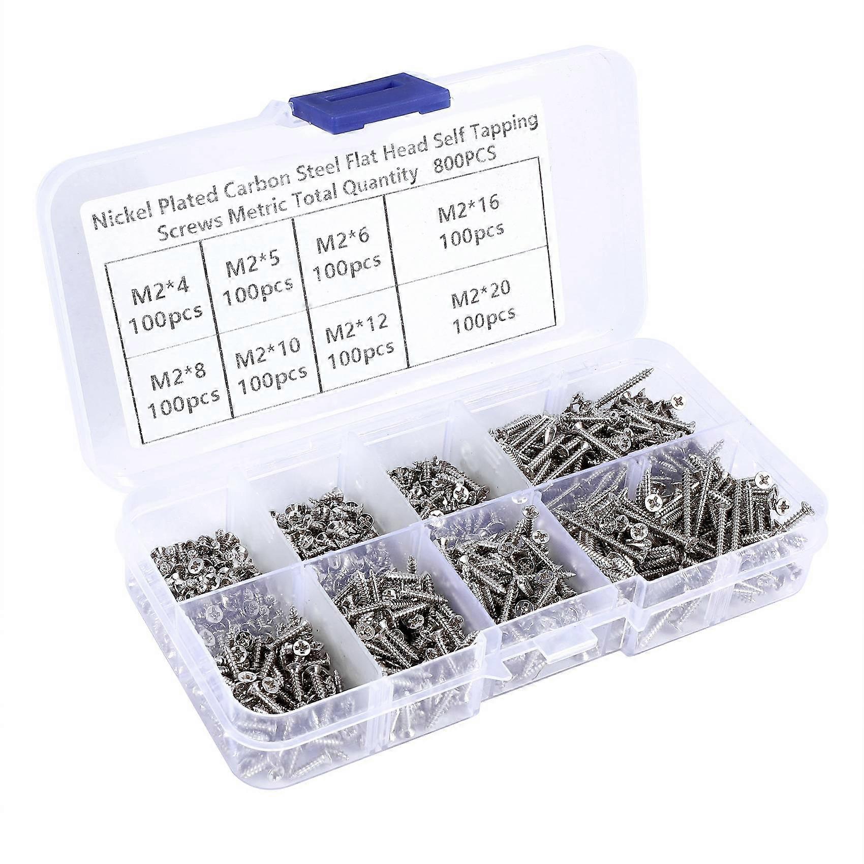 800Pcs Stainless Steel Self Tapping Screw Assortment Kit Lock Nut Wood ...