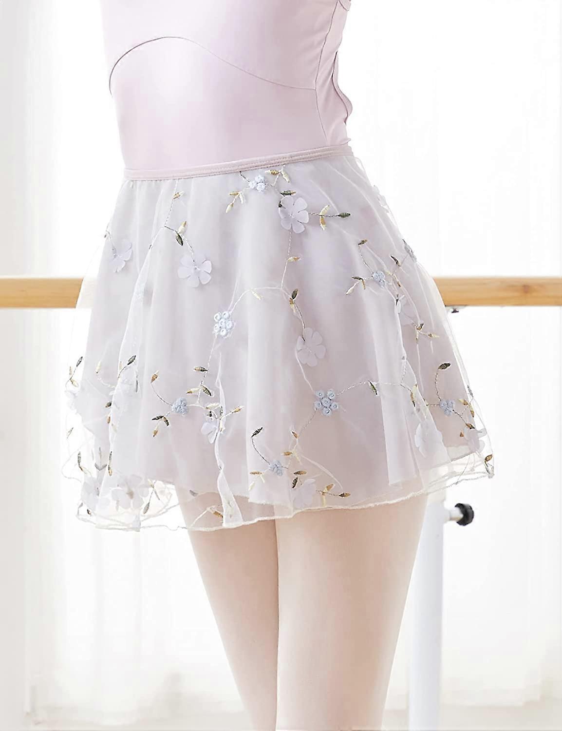 White Ballet Wrap Skirts for Women Lyrical Embroider Dance Skirts 2 ...