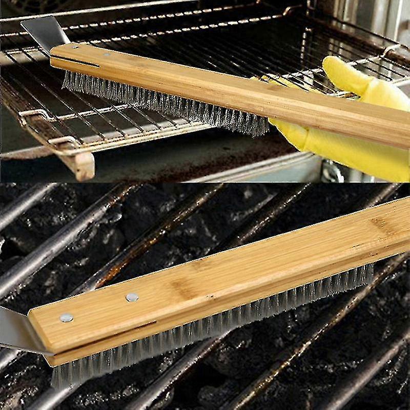 Pizza Oven Brush Steel Wire Pizza Stone Cleaning Brush With Scraper ...