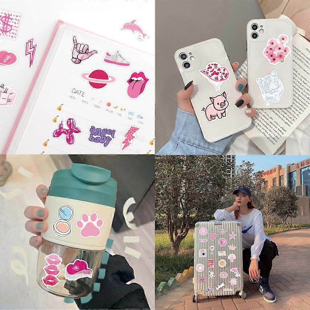 100 PCS Preppy Stickers Pink Stickers Pack, Aesthetic Stickers Water ...