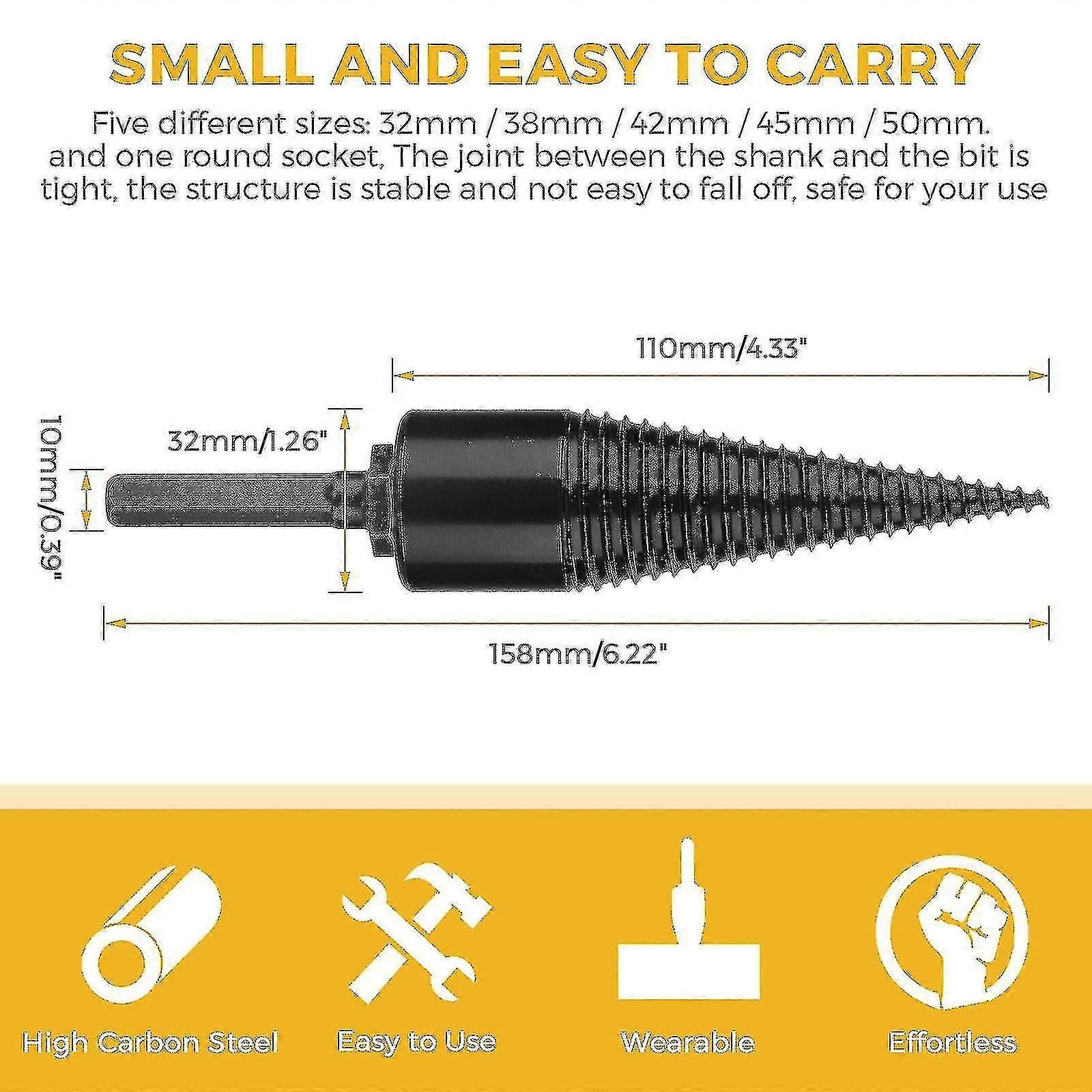 Industrial Firewood Drill Bit Wood Cone Hex Shank Wood Log Splitter ...