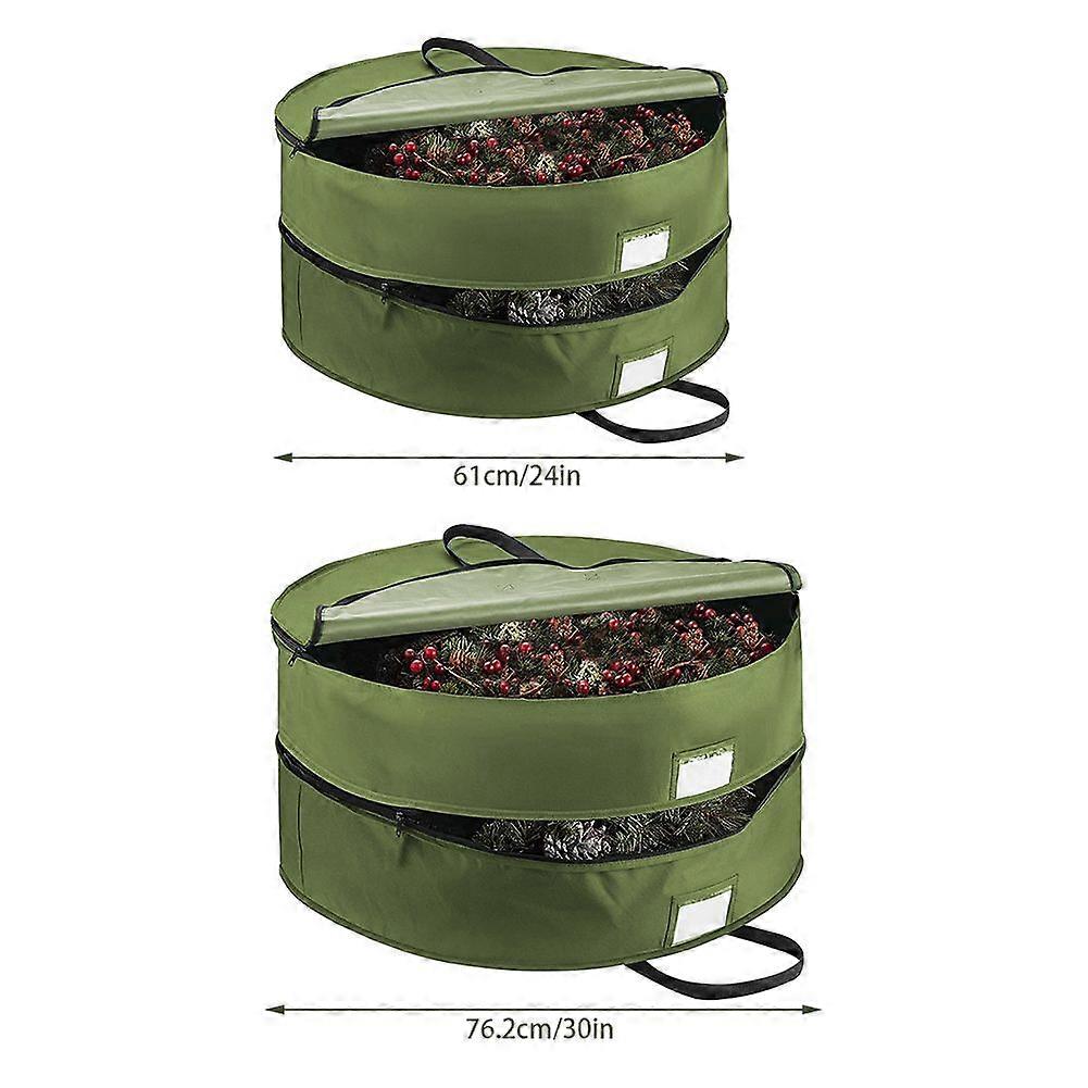 24/30 Inch Wreath Storage Container, Holds 2 Wreaths, Dual Zipper ...