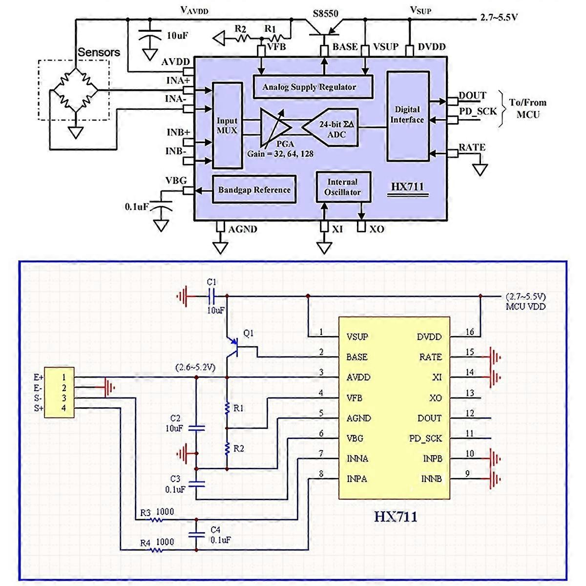 Digital Load Cell Weight Sensor-4 Sets 1KG Load Cell HX711 AD Weighit ...