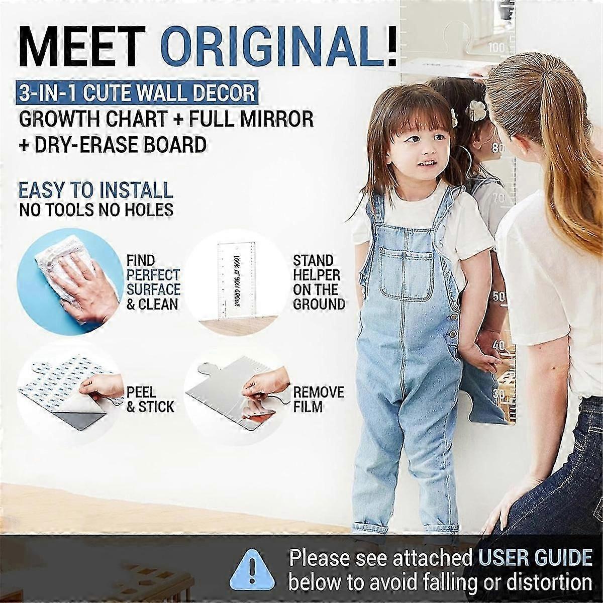 suitable for "Children Growth Chart Mirror, Puzzle Mirror Growth Chart for Wall, Kid'S Height ...