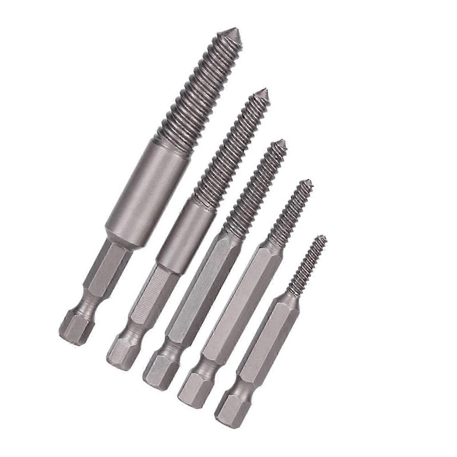 5pcs Broken Screw Extractor Hex Shank Fine Teeth Damaged Bolts Removal ...