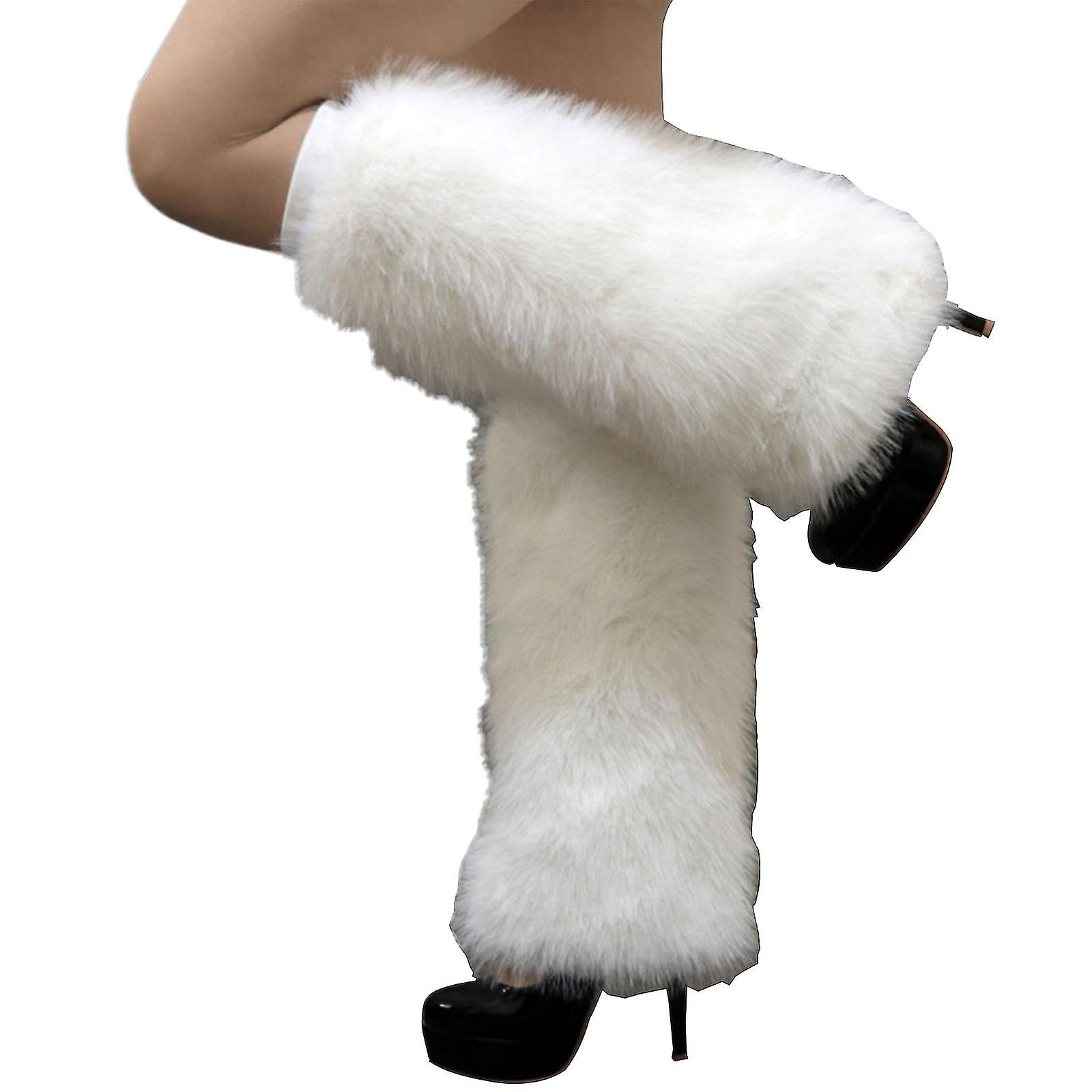 40cm Ladies Fashion Boot Cuff Fluffy Soft Furry Faux Fur Leg Warmer ...