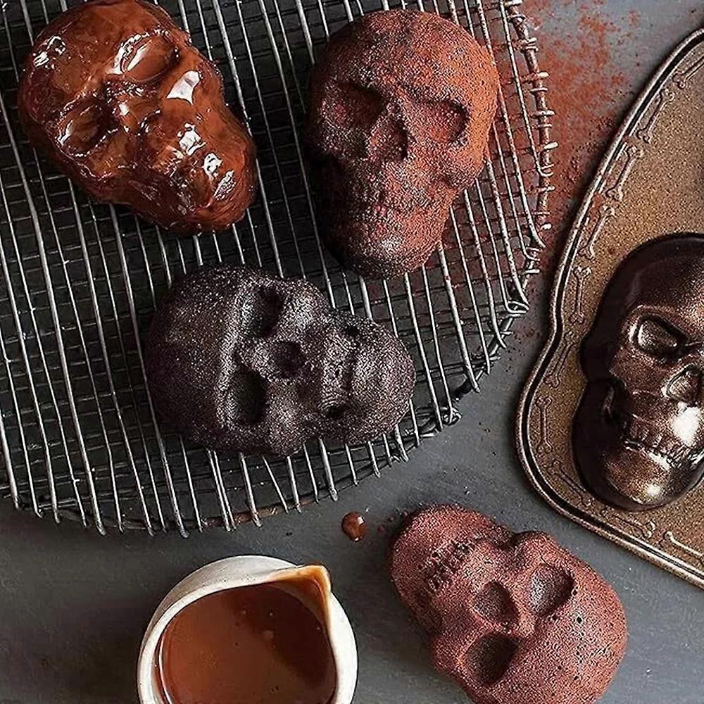 Skull Cake Pan Metal Skull Cakelet Mold Skull Pirate Cake Tin Baking ...