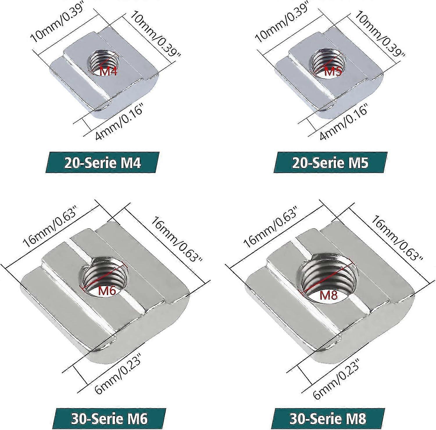 Pack Of 20 T-slot Nuts Slot 8 - Type B, M8 T-slot Carbon Steel T Slot ...
