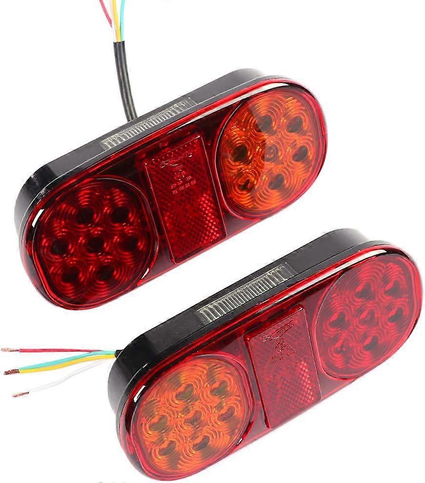2Pcs LED Trailer Tail Lights Truck Rear Lights Brake Lamp 12V Indicator ...