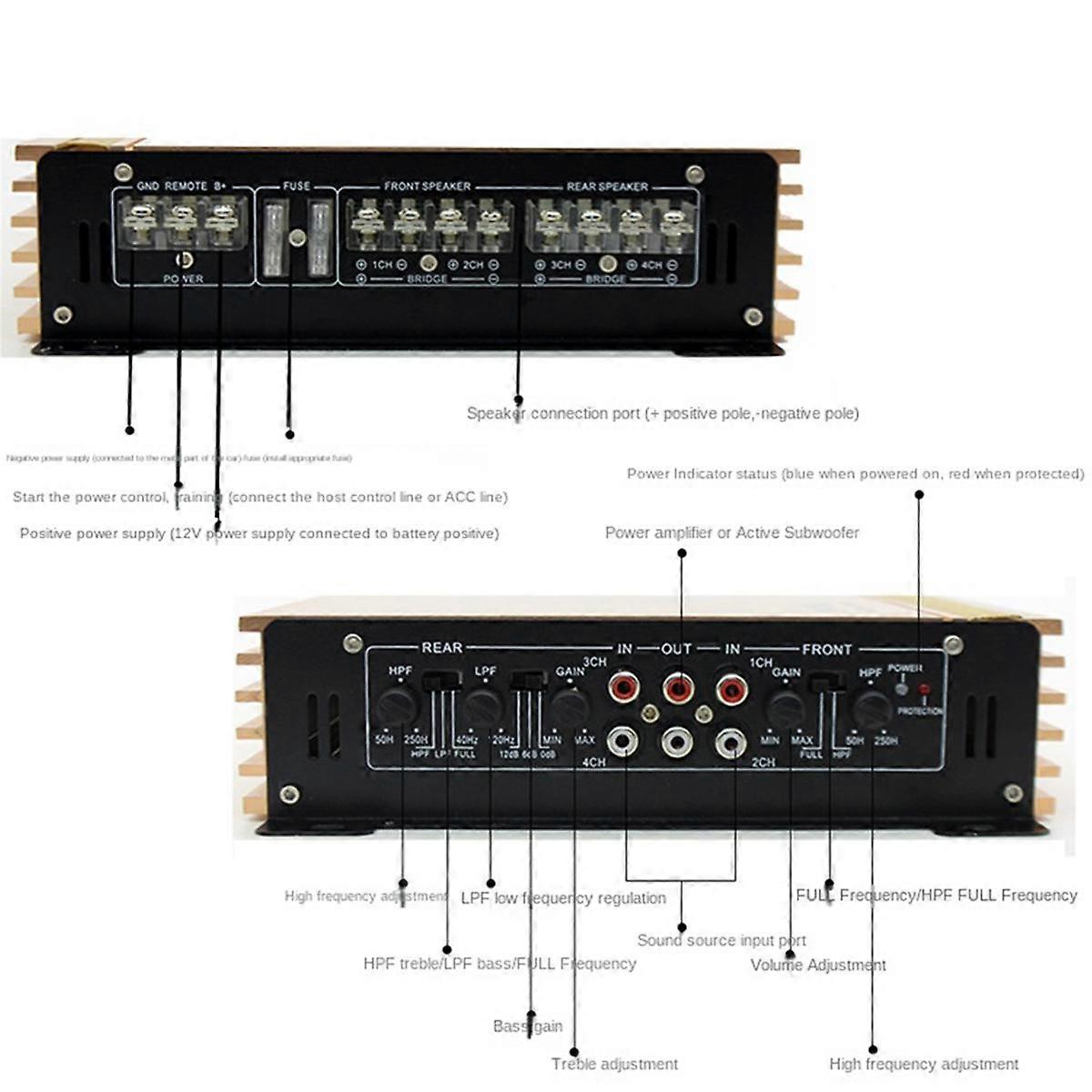 4500W Car Audio Amplifier Four-Channel High Power Amplifier Can Be ...