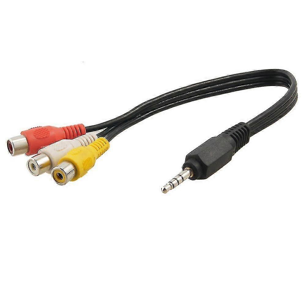 Black 3.5mm Plug Male To 3 Rca Female Adapter Audio Video Cable | Fruugo UK