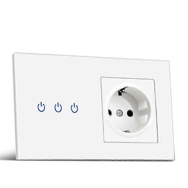 EU Standard Gauge Tempered Glass 90V-250V Wall 10A Light Panel 16A Electrical Socket Concealed ...