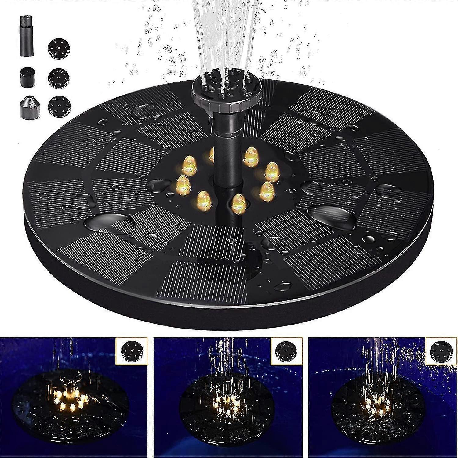 Upgraded Solar Water Fountain With 3w Led Light - Solar Powered ...