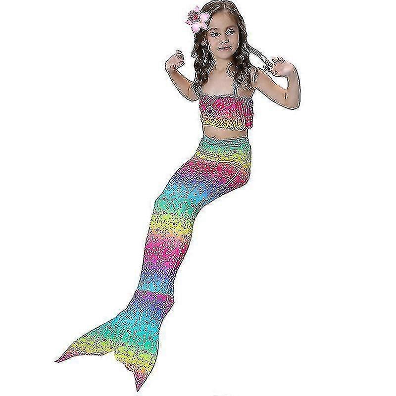 Children's Girls' Swimwear Mermaid Tail Bikini Set Role Play Costumes ...