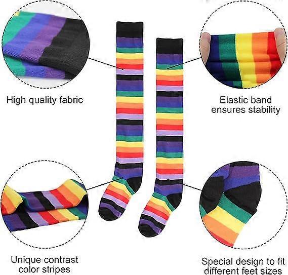 1 Pair Women's Over-the-Knee Socks, Soft Long Striped Knee-High Socks ...