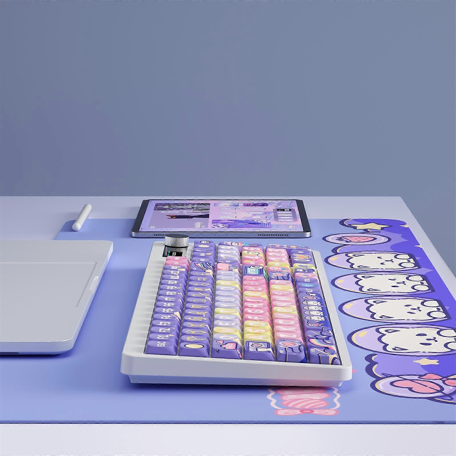 Wireless Mechanical Keyboard with Red Switches Colorful Backlight Full Key Rollover PBT Keycaps ...