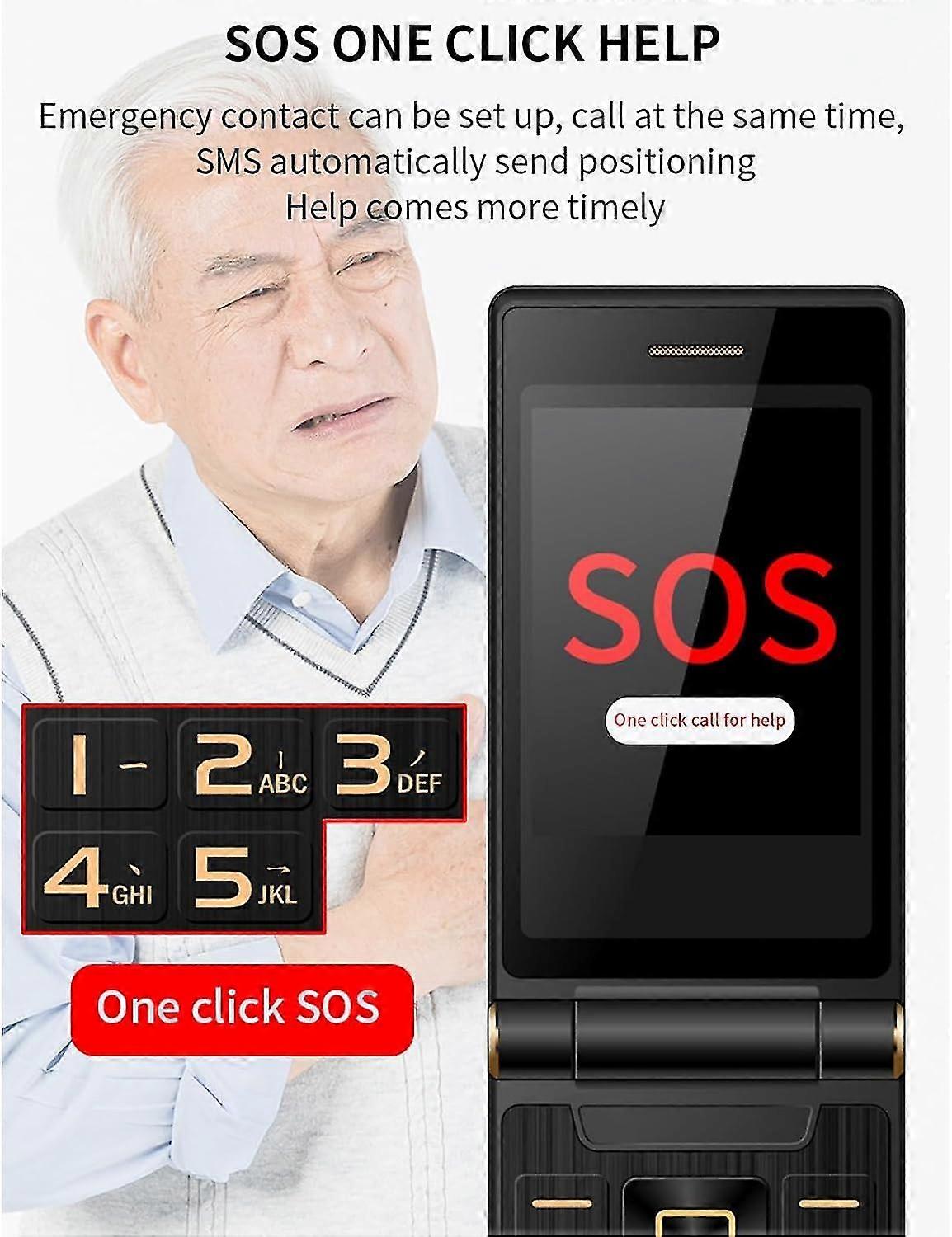 Senior Flip Phone 3inch Dual SIM Dual Standby Dual Screen Loud Volume ...