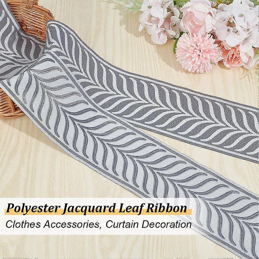 5m/5.5 Yards Gray Jacquard Ribbon Trim 3.4 Inch Embroidered Drapery ...
