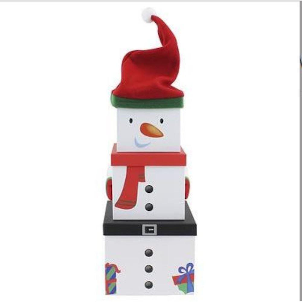 Stackable Snowman Christmas Gift Boxes Large | Nested 3-Tier Stacking ...