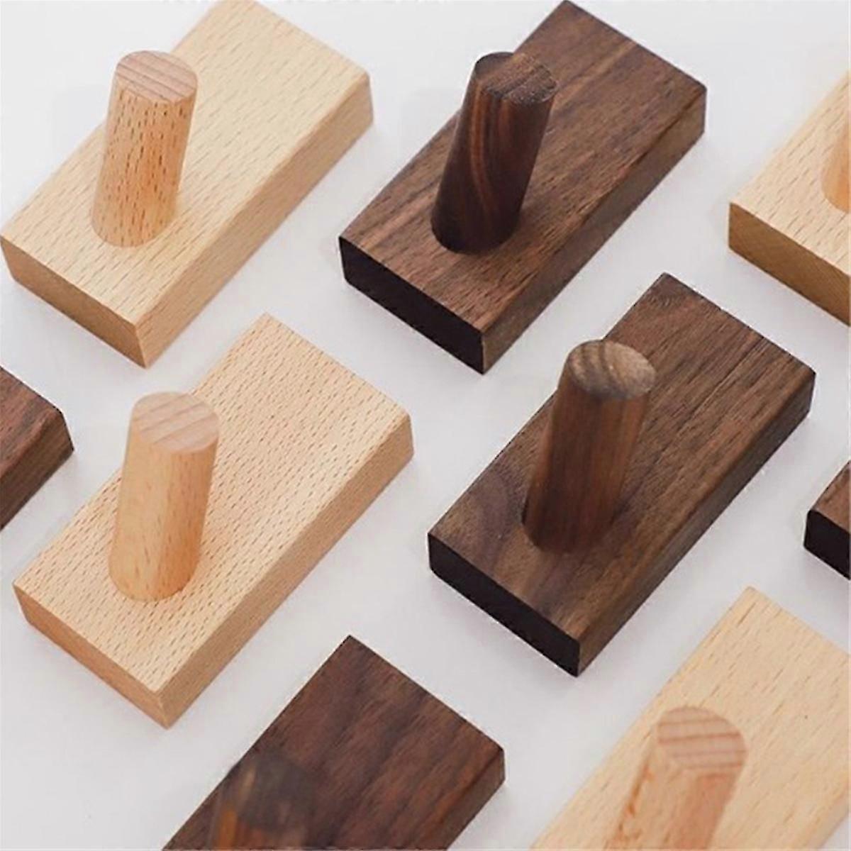 Simple Solid Wood Hooks Clothes Hangers Bathroom Wall Hooks Bedroom ...