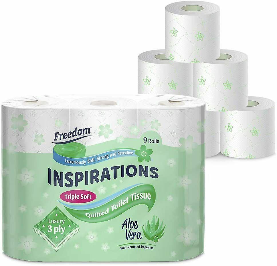 45 Rolls Freedom Inspirations Quilted Aloe Vera 3 Ply Toilet Paper ...