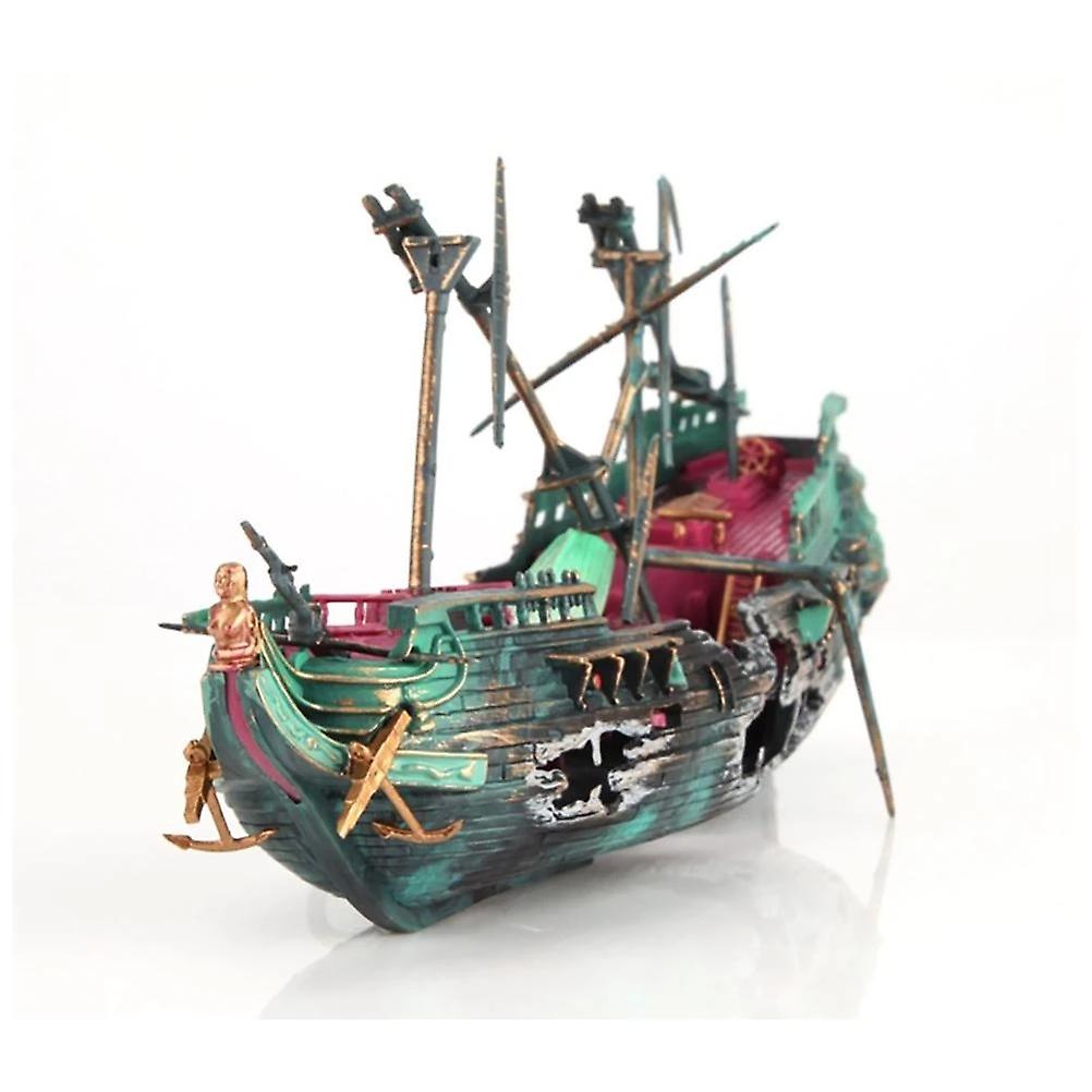 Large Aquarium Shipwreck Decor Boat Plastic Set Resin Ship Fish Tank ...