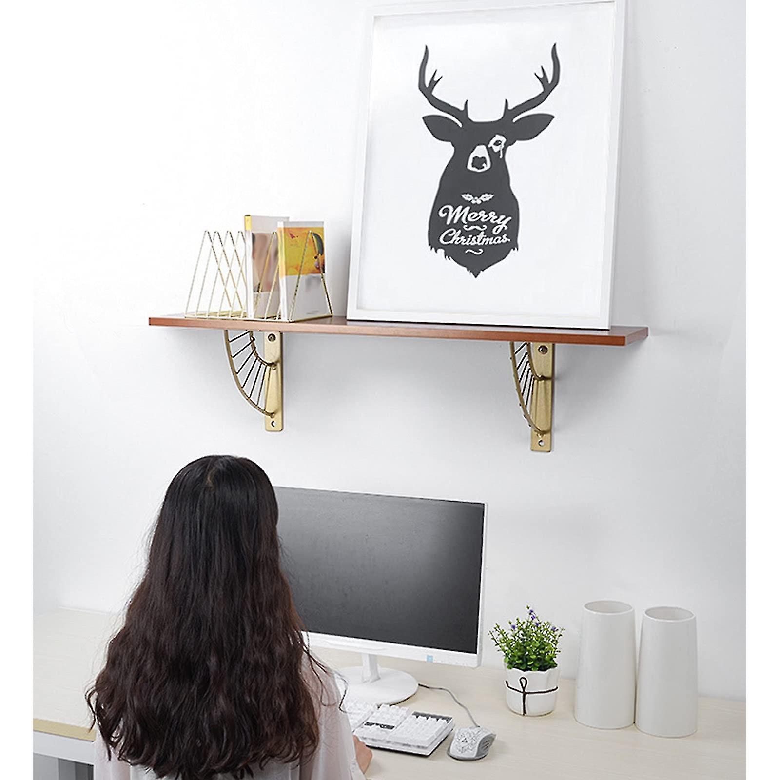 2x Metal Craft Shelf Brackets, Gold/black Heavy Duty Shelve Bracket ...