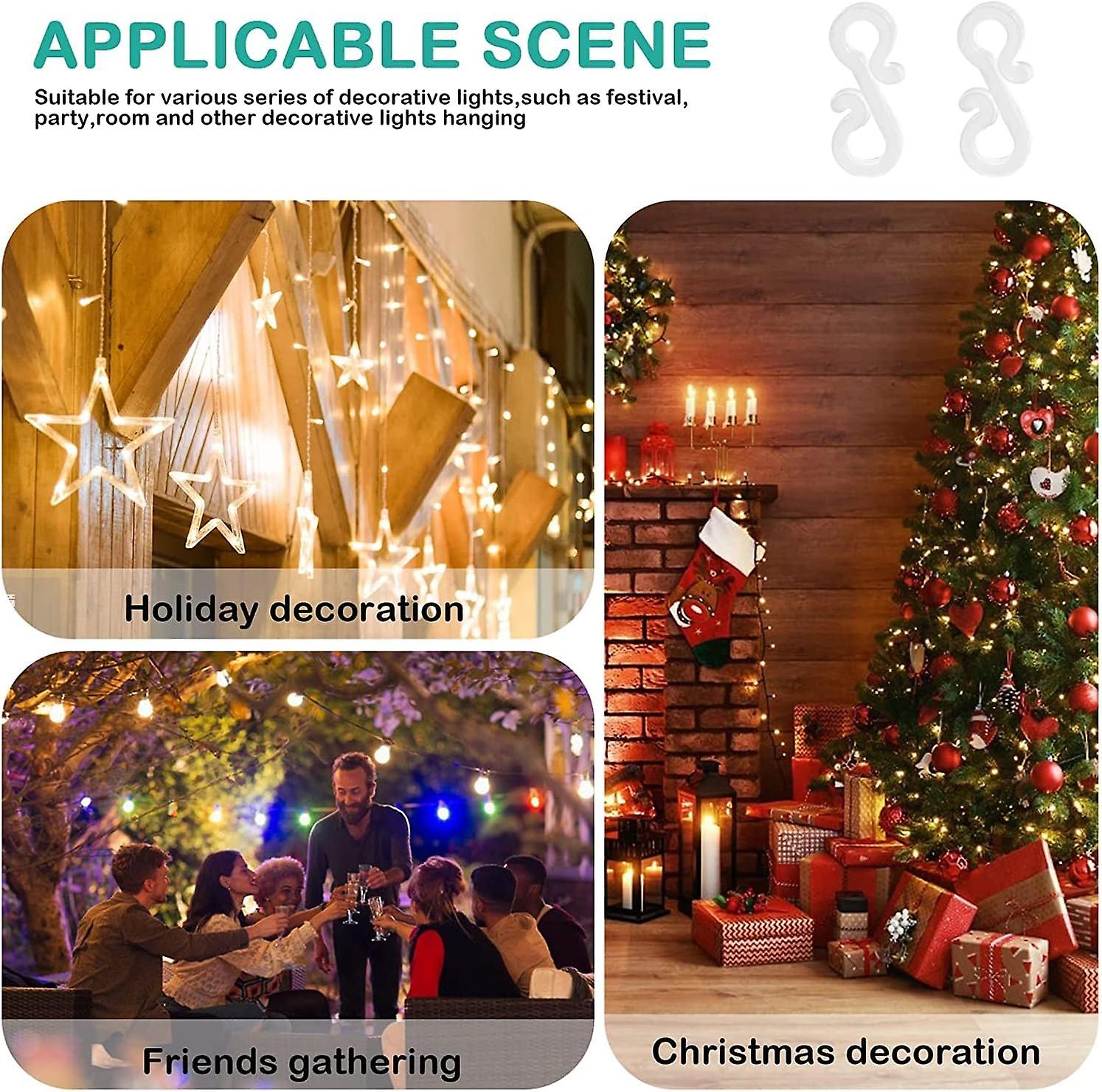 50 PCS Plastic Christmas Gutter Hook White Christmas Light Hooks Gutter ...